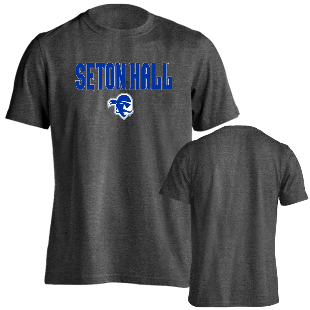 Seton Hall Pirates Seton Hall Uni Arch Text with Mascot Short Sleeve T ...
