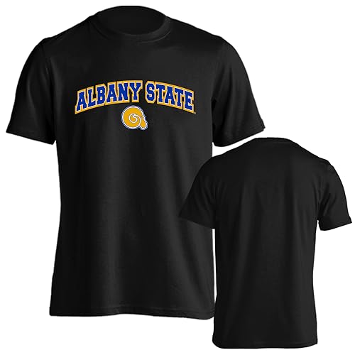Albany State Golden Rams Arched Text with Mascot Logo Short Sleeve T-S ...